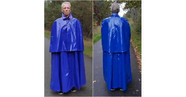 made to measur - vinyl cape with high collar